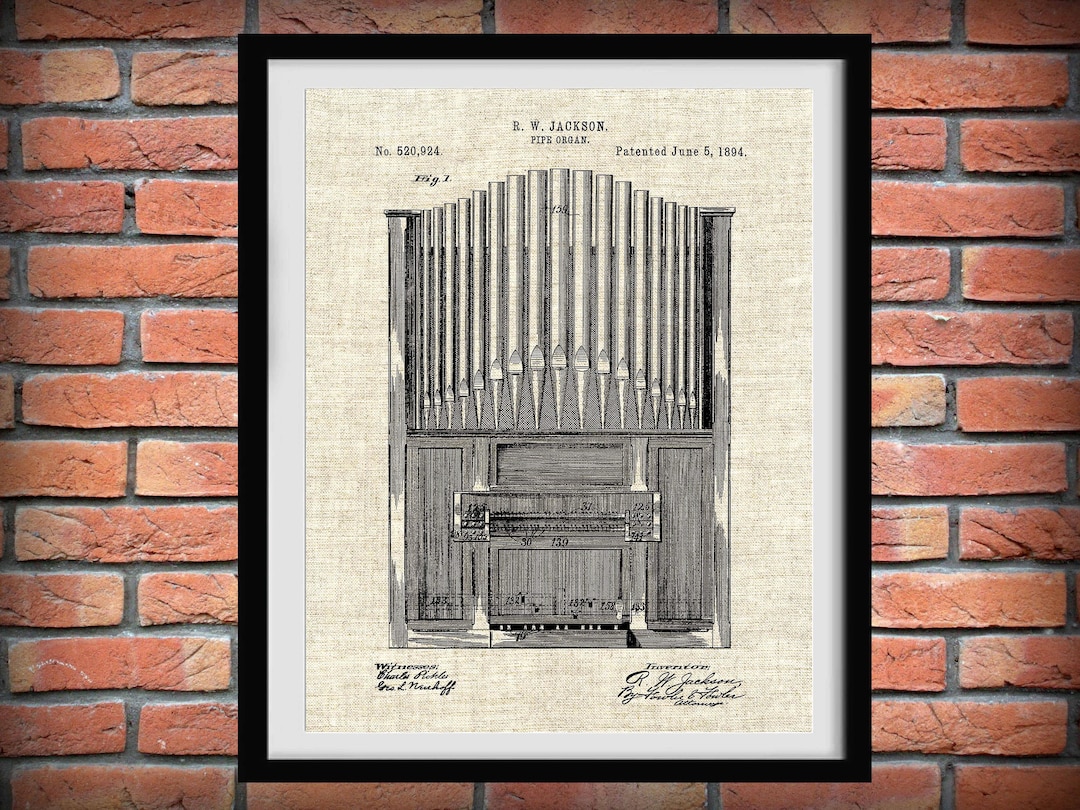 1894 Pipe Organ Patent Print - Church Organ - Church Decor - Music Room ...