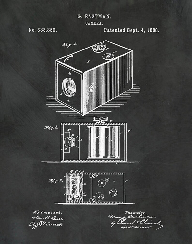 1888 Kodak Box Camera Patent Print 1888 Kodak Camera Poster - Etsy
