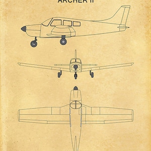 Piper PA-28-181 Drawing, Piper PA-28-181 Archer II Poster, Piper Cub ...