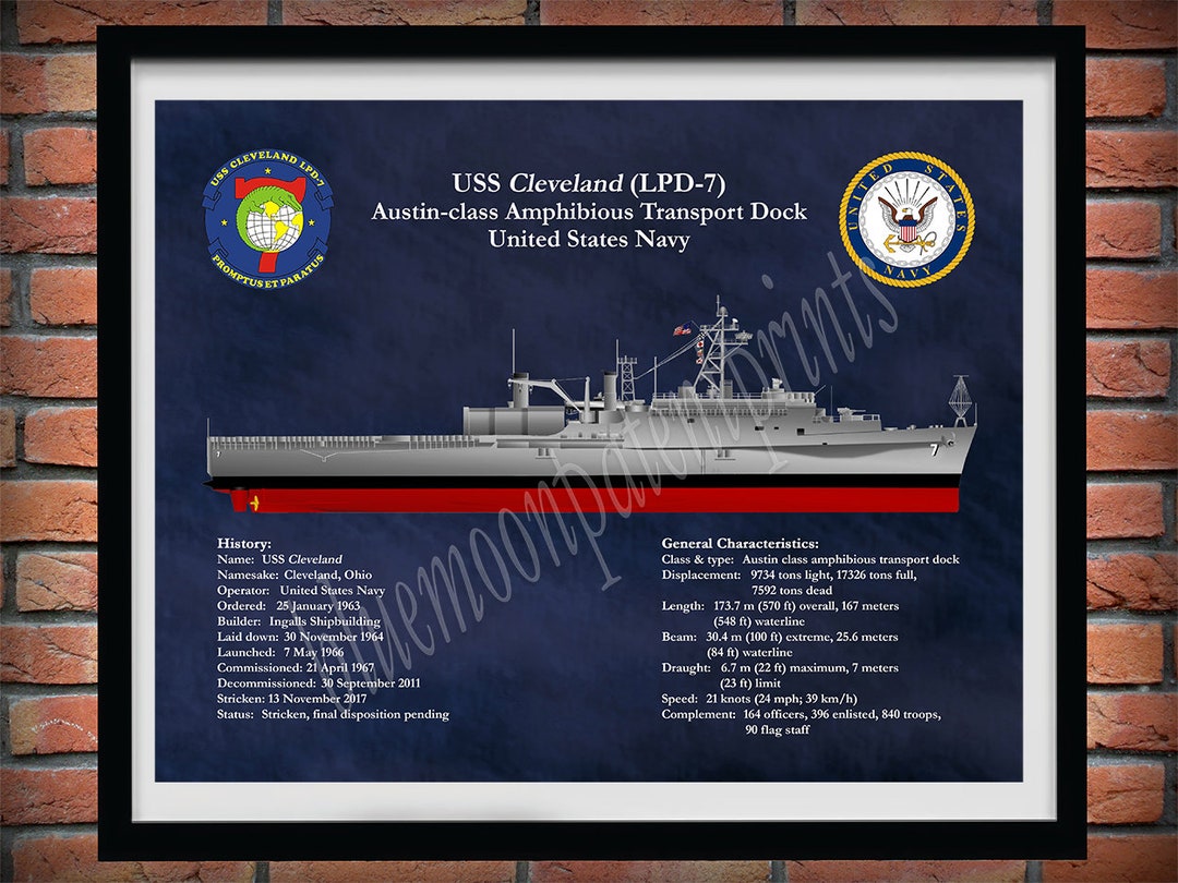 USS Cleveland LPD-7 Austin Class Transport Dock Blueprint, USS ...