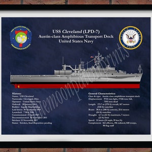 USS Cleveland LPD-7 Austin Class Transport Dock Blueprint, USS ...