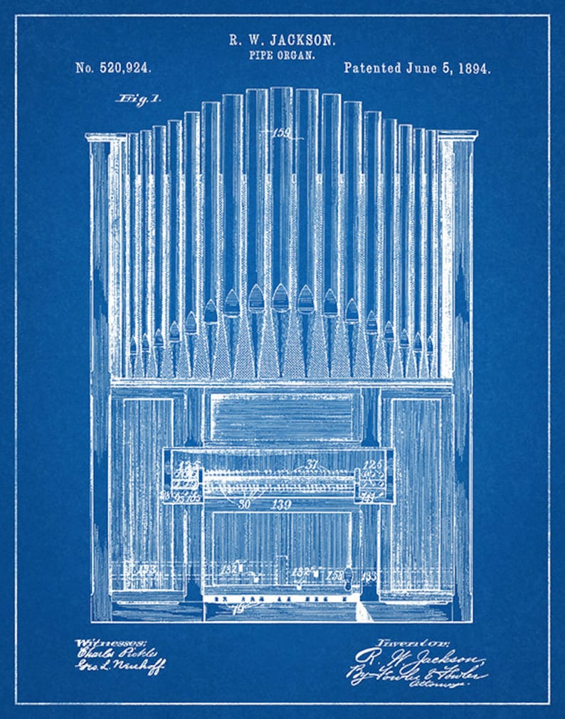 1894 Pipe Organ Patent Print Church Organ Church Decor - Etsy