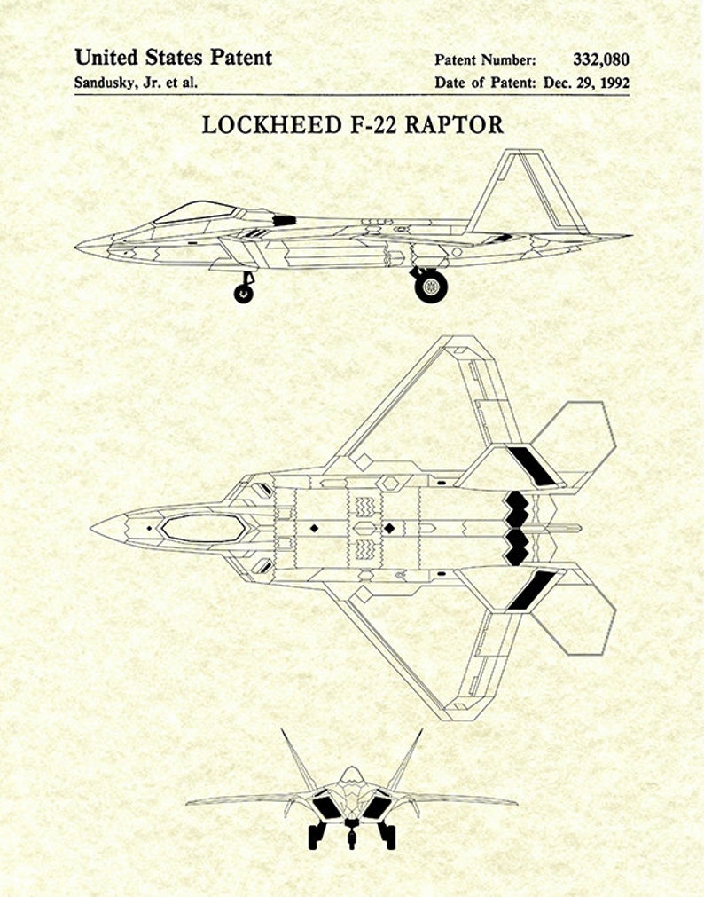 Lockheed F-22 Raptor Patent Print Lockheed F-22 Patent - Etsy