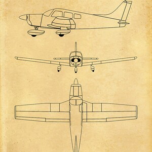 Piper PA-28-161 Drawing Piper Warrior II Poster Piper Cub - Etsy