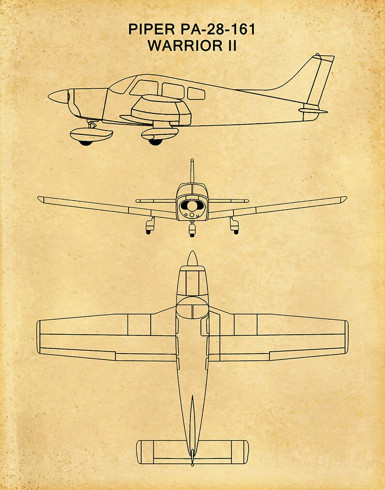 Piper PA-28-161 Drawing Piper Warrior II Poster Piper Cub - Etsy