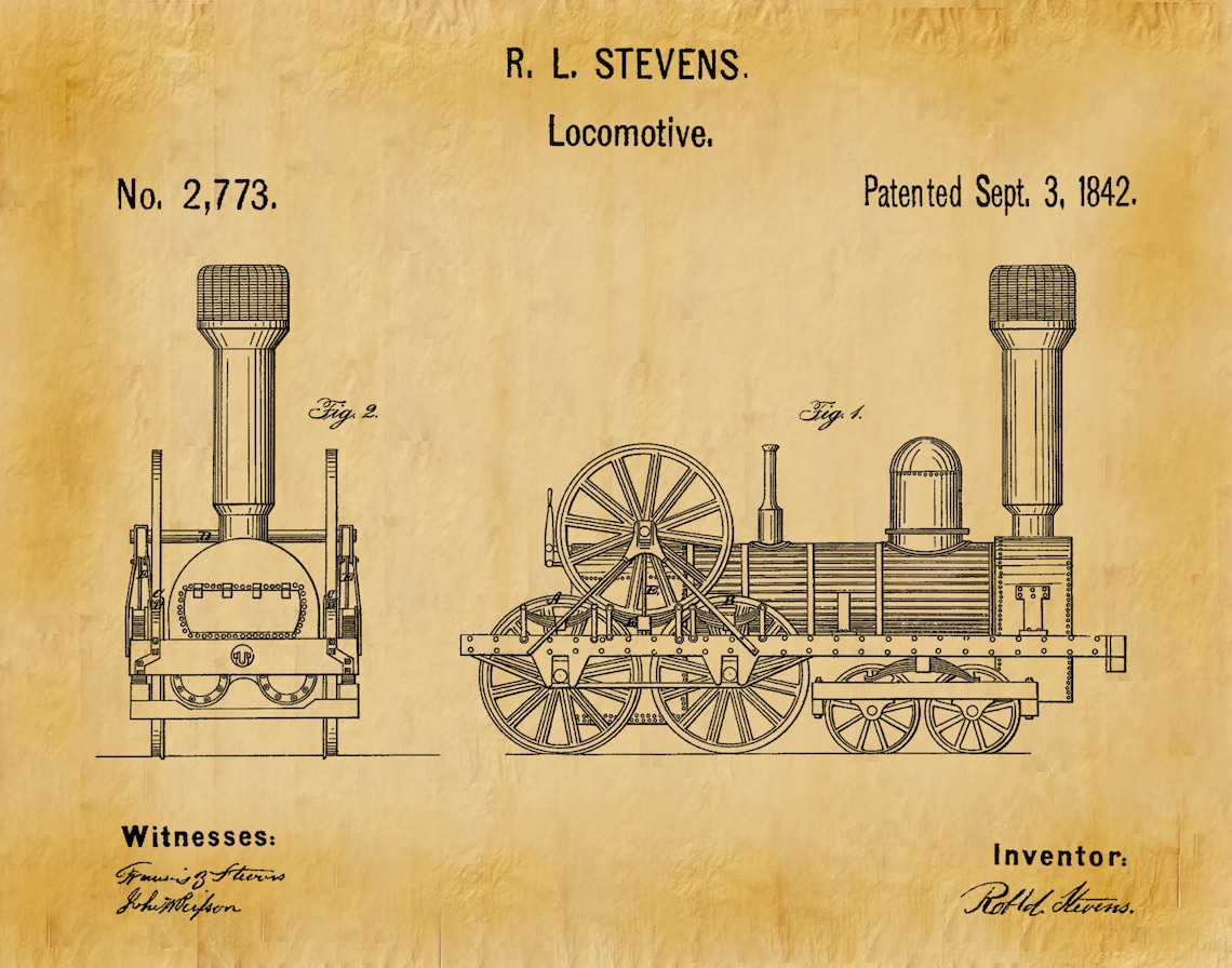 1842 Locomotive Steam Engine Patent Print Railroad Patent - Etsy