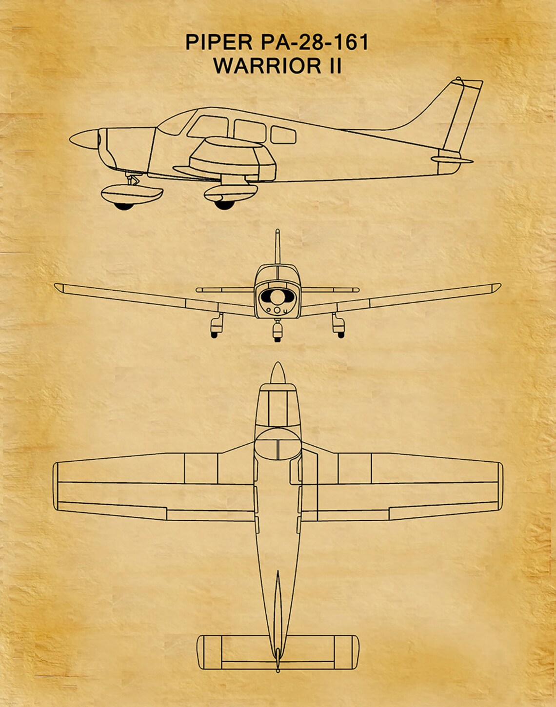 Piper PA-28-161 Drawing Piper Warrior II Poster Piper Cub - Etsy