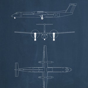 Bombardier Dash 8 Q400 Drawing, Dash 8 Airplane Poster, Pilot Art, De ...