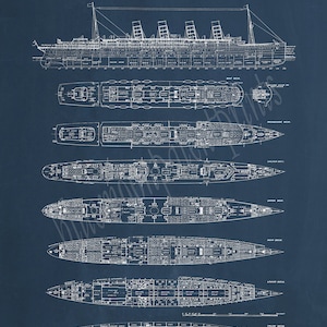 R.M.S. Lusitania Poster - Lusitania Ship Print - Lusitania Blueprint ...