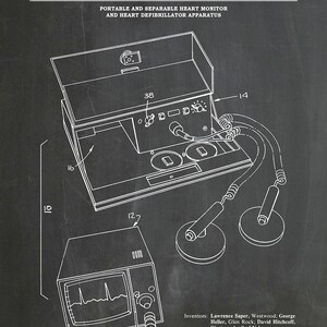 1975 Defibrillator Patent Print, Vintage Heart Defibrillator Poster ...