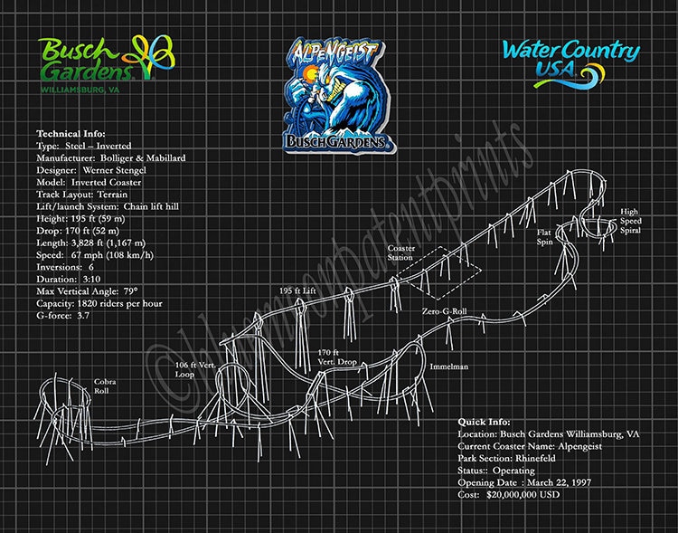 Alpengeist Roller Coaster Drawing, Busch Gardens Roller Coaster ...