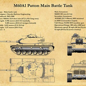 M60A1 Patton Main Battle Tank Designed for the Military, M60A1 Drawing ...