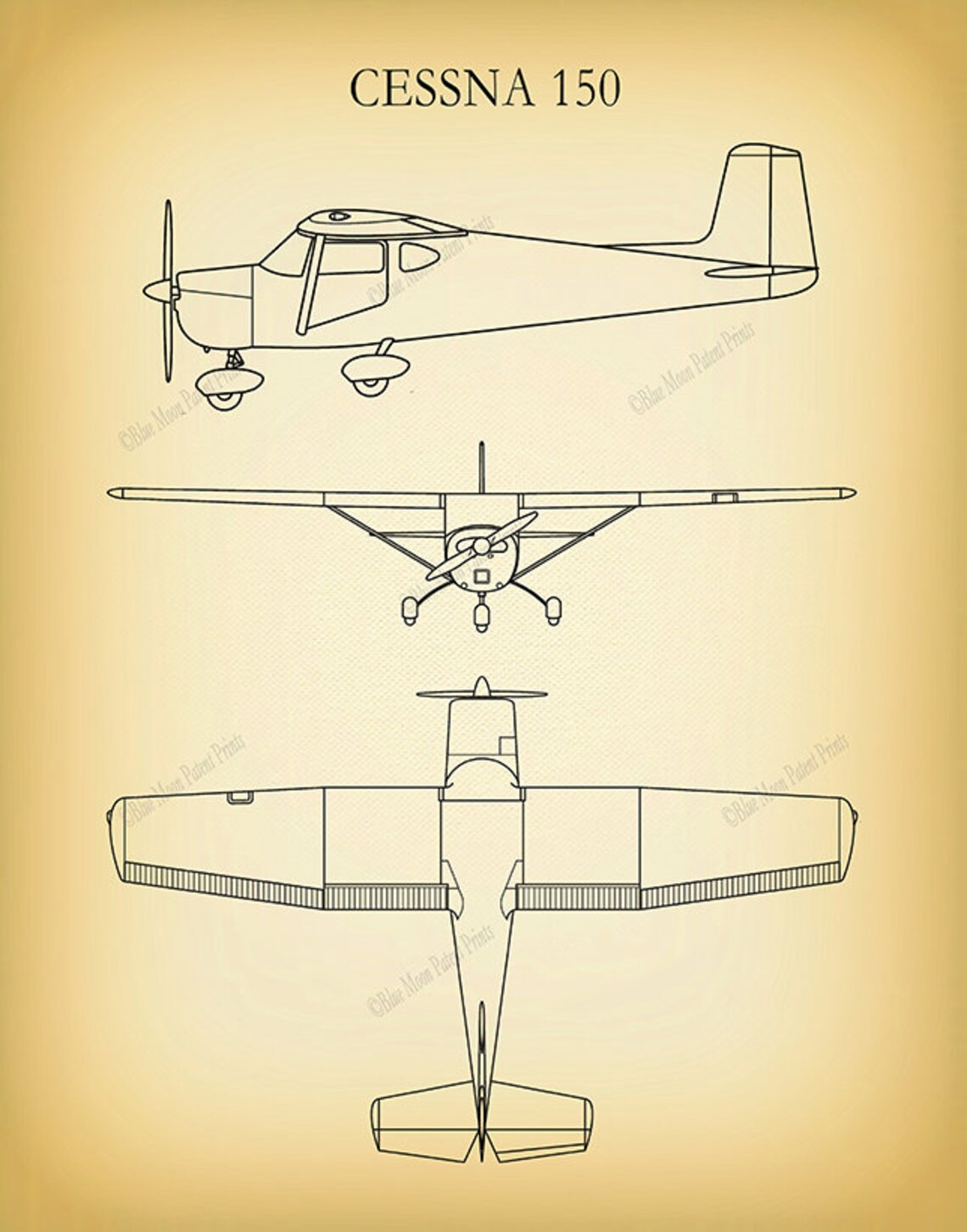 Cessna 150 Skyhawk Drawing Airplane Art Print Poster - Etsy