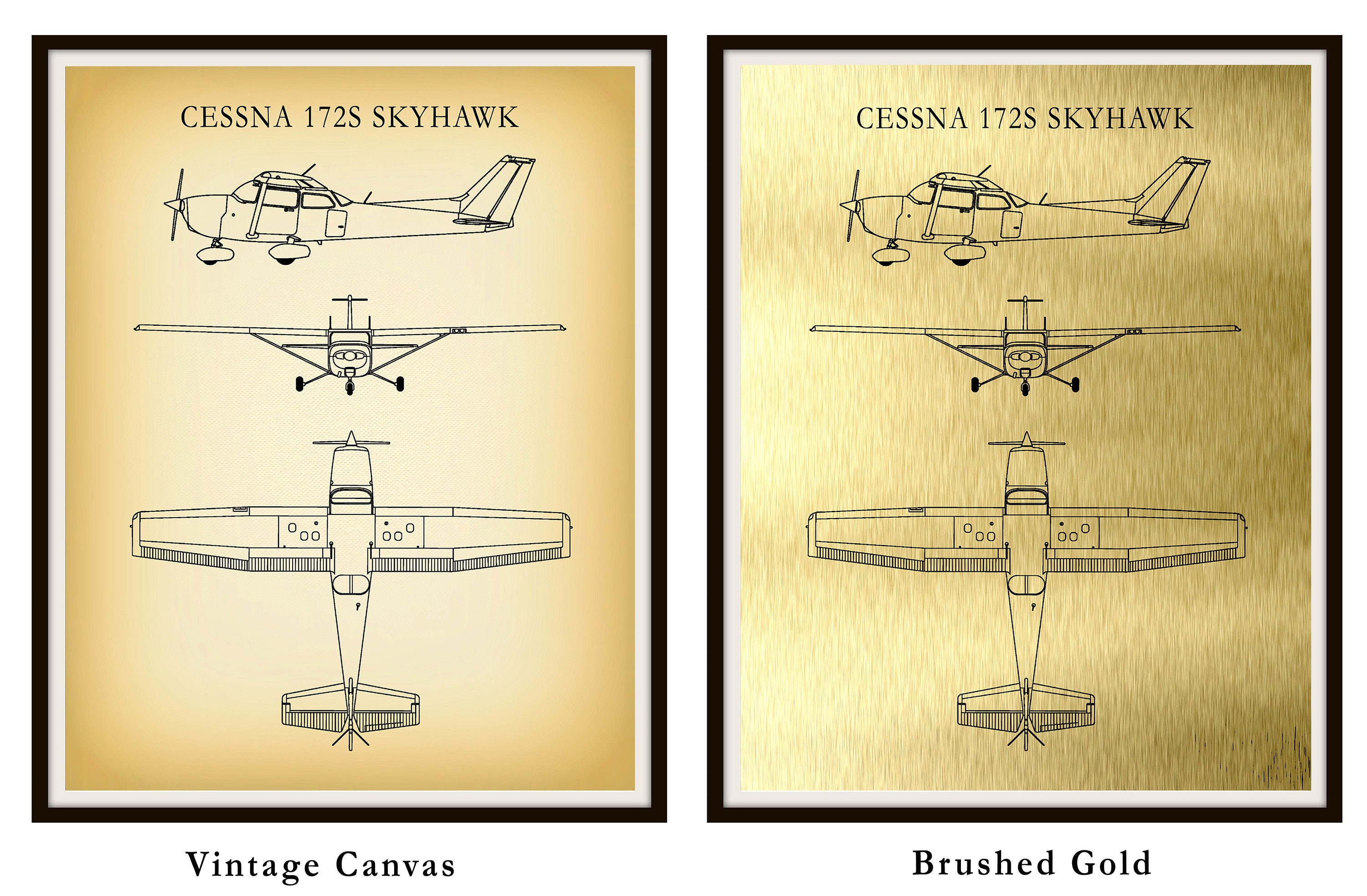 Cessna 172 Skyhawk Drawing - Airplane Art Print - Poster - Aviation Art ...