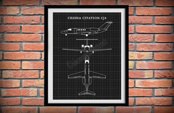 Cessna CJ4 Drawing Cessna Citation CJ4 Jet Blueprint Cessna | Etsy
