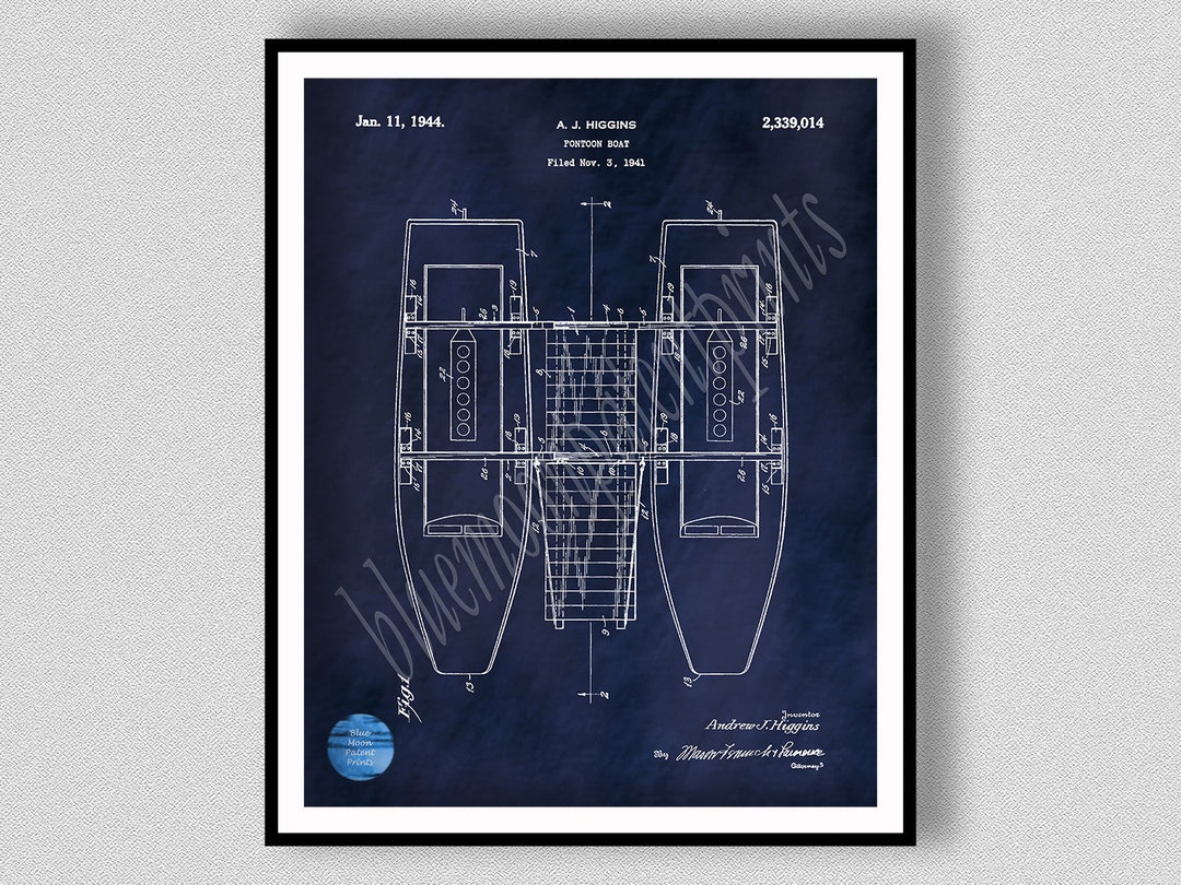 1941 Pontoon Boat Patent Print, Pontoon Boat Poster, Nautical Decor ...