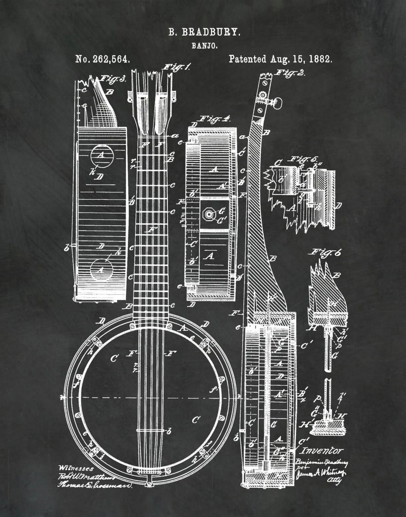 Patent 1882 Banjo Musical Instrument Art Print String - Etsy