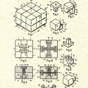 1983 Rubik's Cube Patent Print - Rubiks Cube Poster - Brain Teaser ...