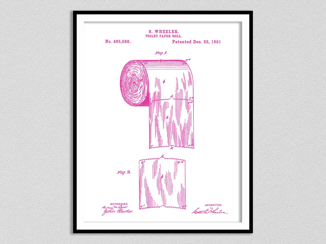 1891 Toilet Paper Roll Patent Print Bathroom Art Bathroom - Etsy