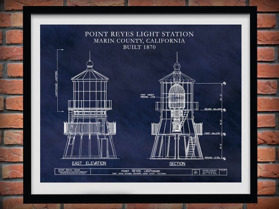 1870 Point Reyes Lighthouse Drawing Point Reyes Light - Etsy México
