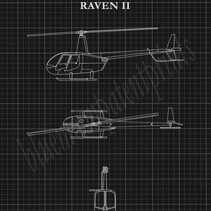 Robinson R44 Helicopter Drawing - R44 Raven II Poster, Robinson R44 ...
