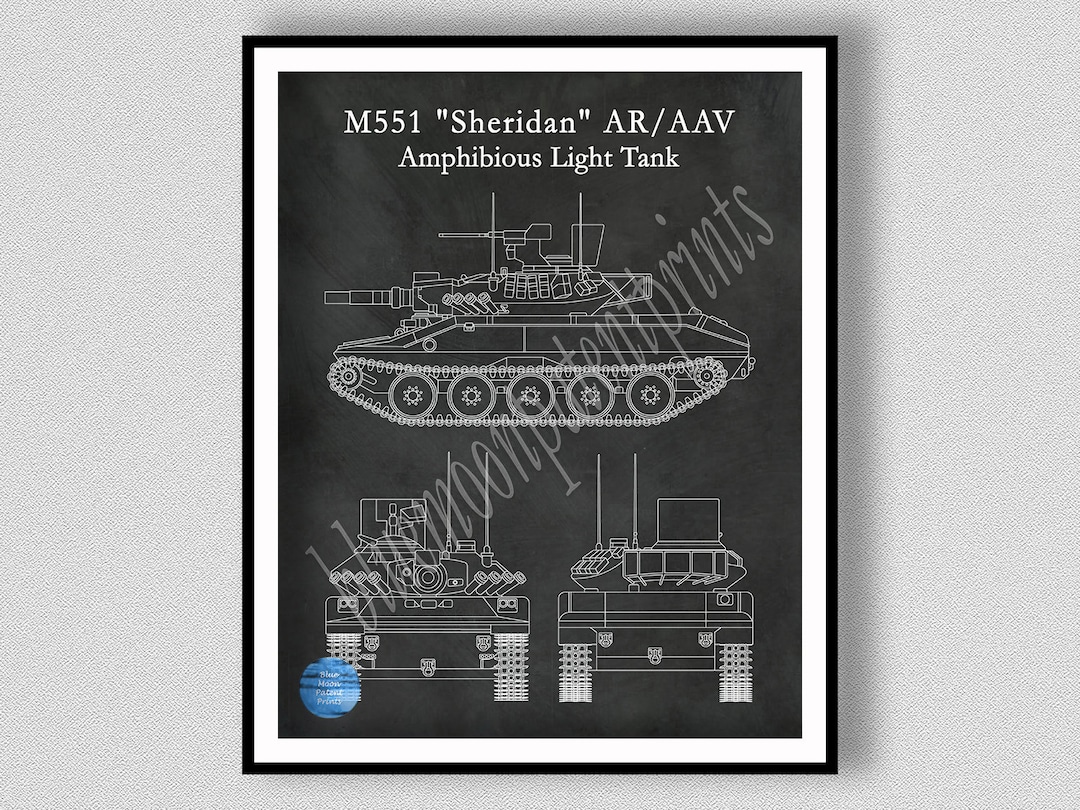 M551 Sheridan Tank Poster, Sheridan Small Tank Blueprint, Sheridan M551 ...