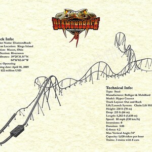 Diamondback Roller Coaster Drawing, Kings Island Roller Coaster ...