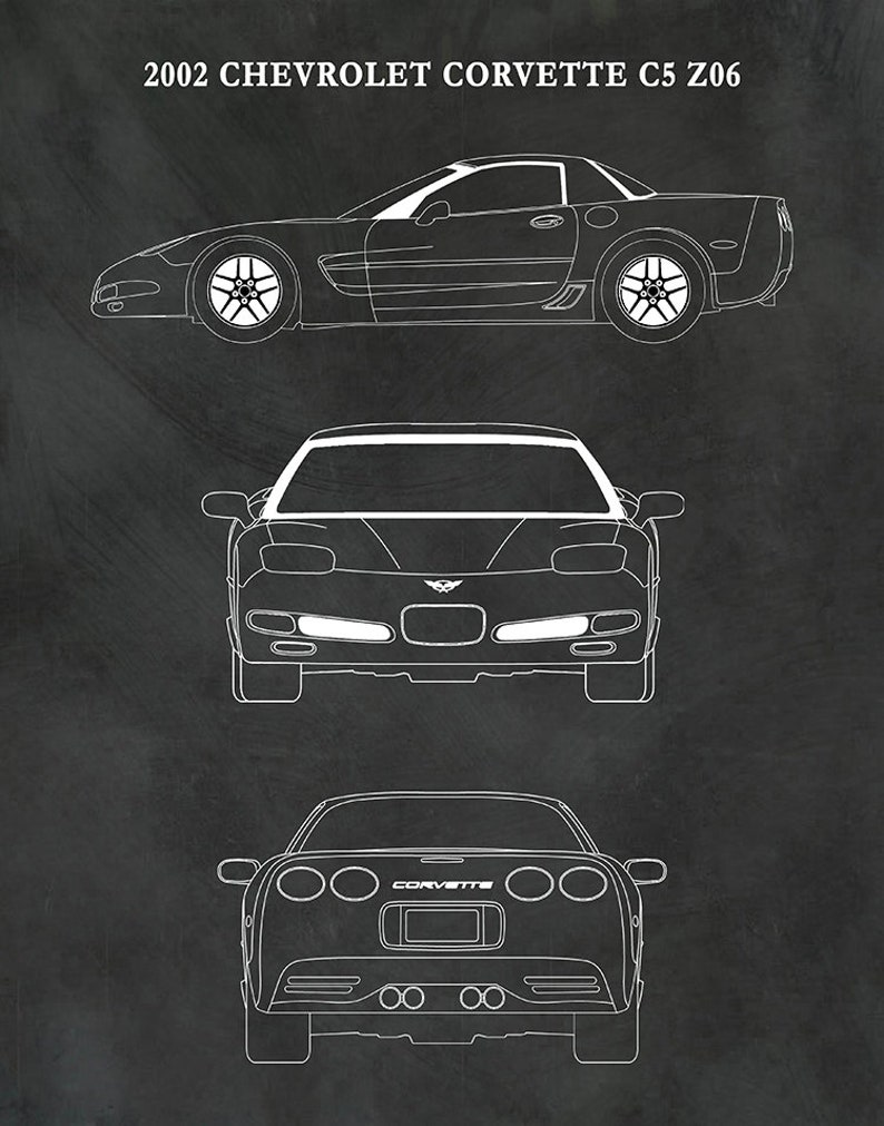 2002 Corvette C5 Z06 Art Print Chevy Corvette C5-Z06 2001 - Etsy