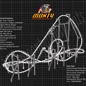 Montu Roller Coaster Drawing, Busch Gardens Roller Coaster, Montu ...