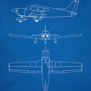 Piper PA-28-161 Drawing, Piper Warrior II Poster, Piper Cub Airplane ...