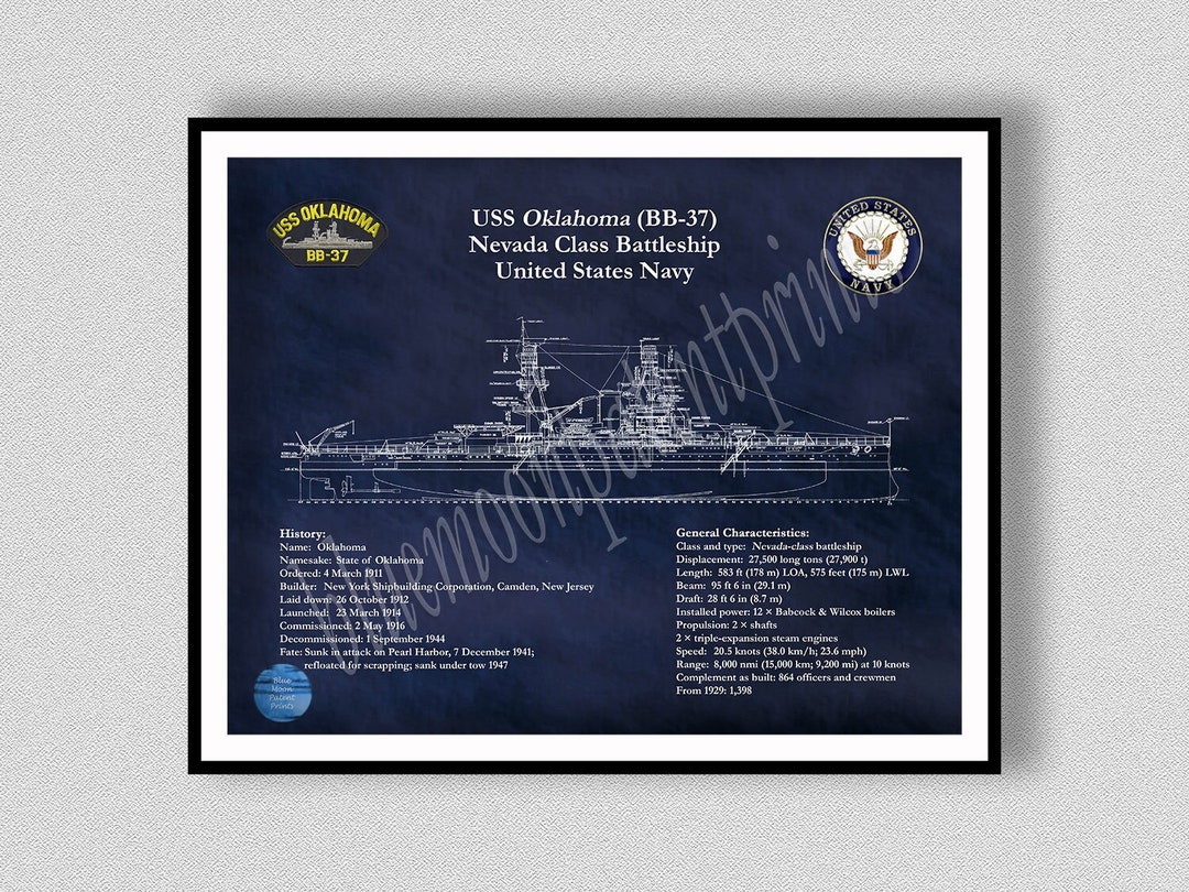 USS Oklahoma BB-37 Battleship Drawing, Nevada-class Ship Drawing, Uss ...