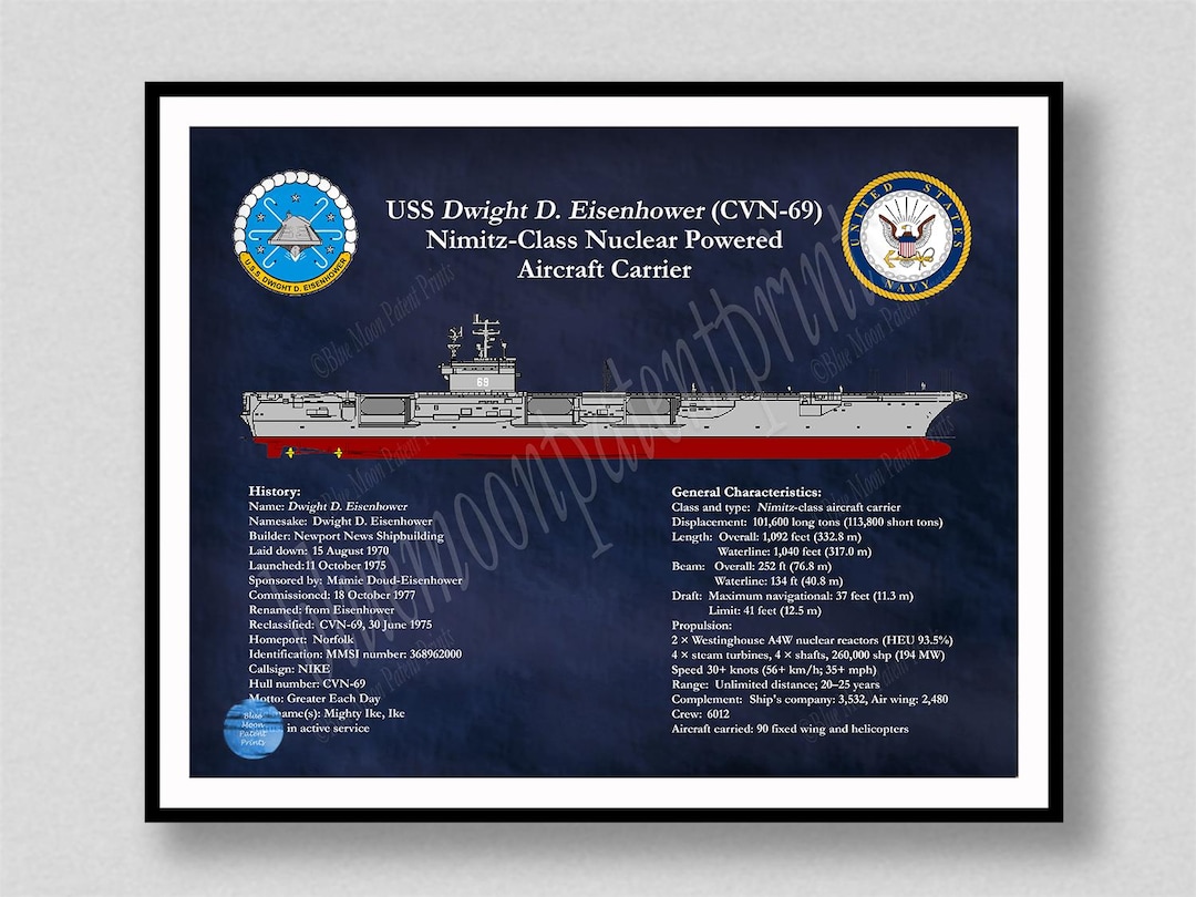 USS Dwight D Eisenhower CVN-69 Aircraft Carrier Drawing, Nimitz-class ...