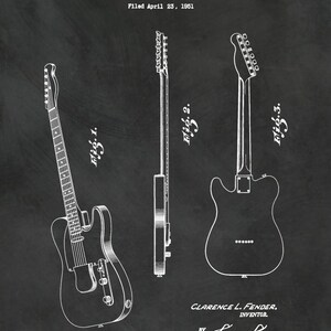1951 Fender Telecaster Guitar Patent Print Designer Clarence Fender ...
