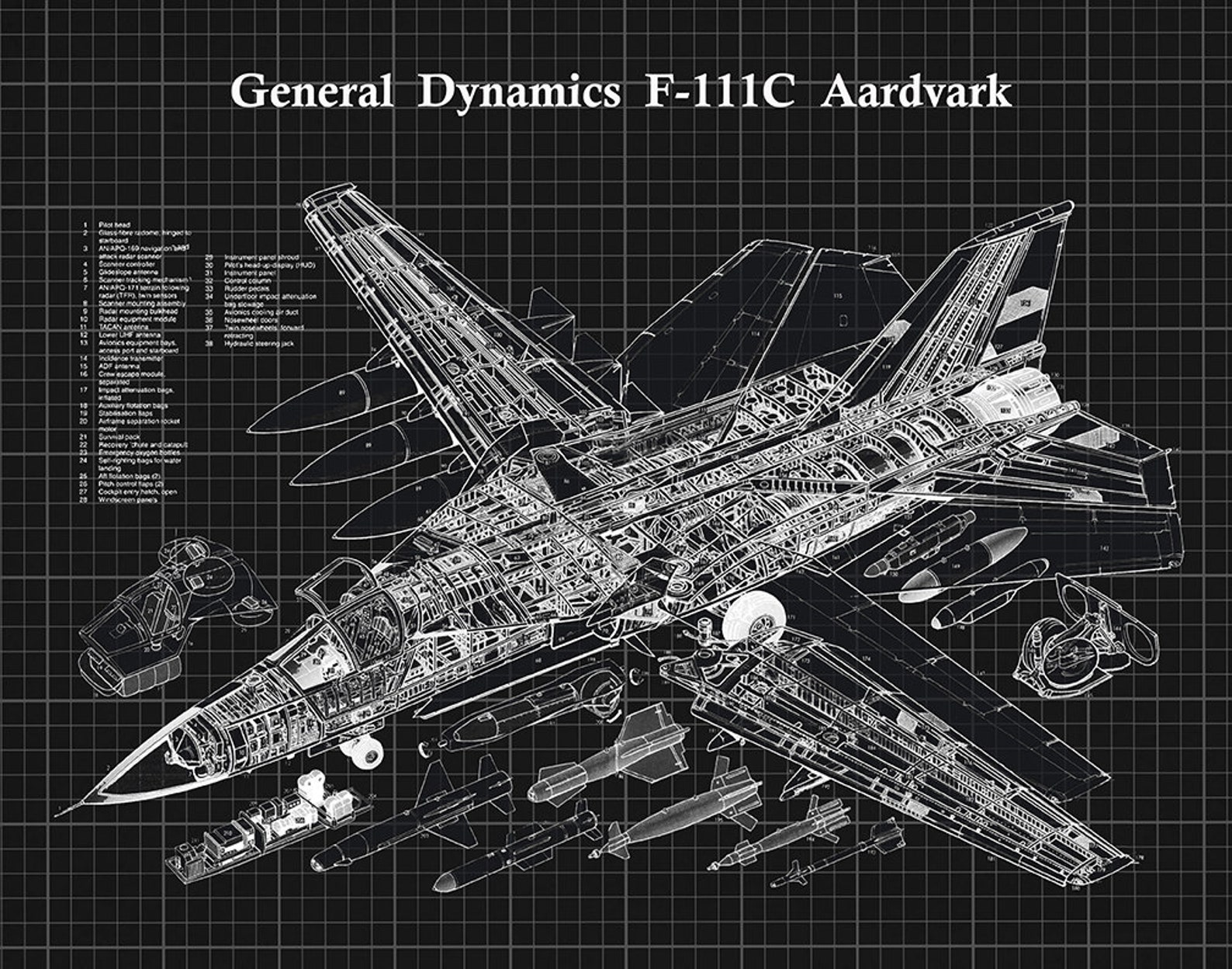 General Dynamics F-111C Aardvark Aircraft Drawing F-111C - Etsy Australia