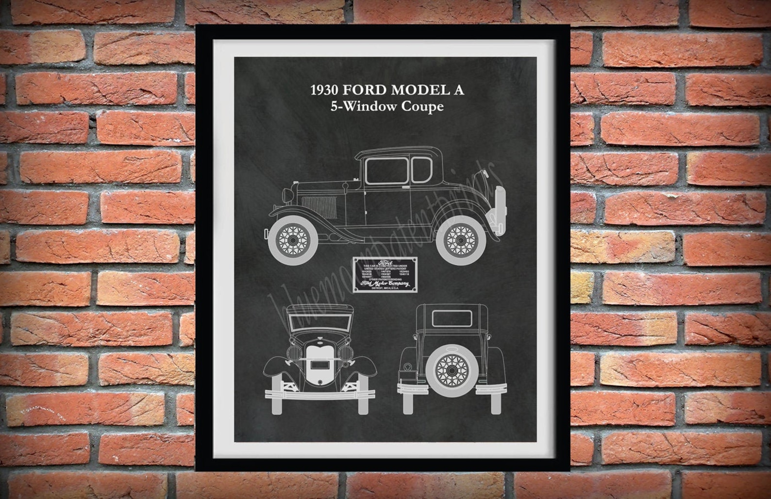 Model A Ford Coupe Poster 1930 Model A Blueprint 1930 Ford | Etsy