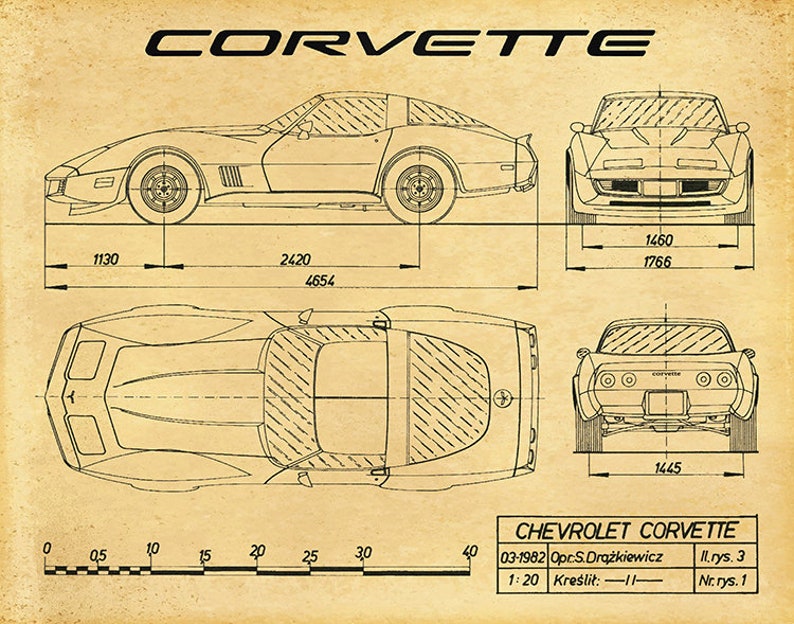 Corvette C3 Drawing Chevy Corvette C3 Poster Chevrolet | Etsy