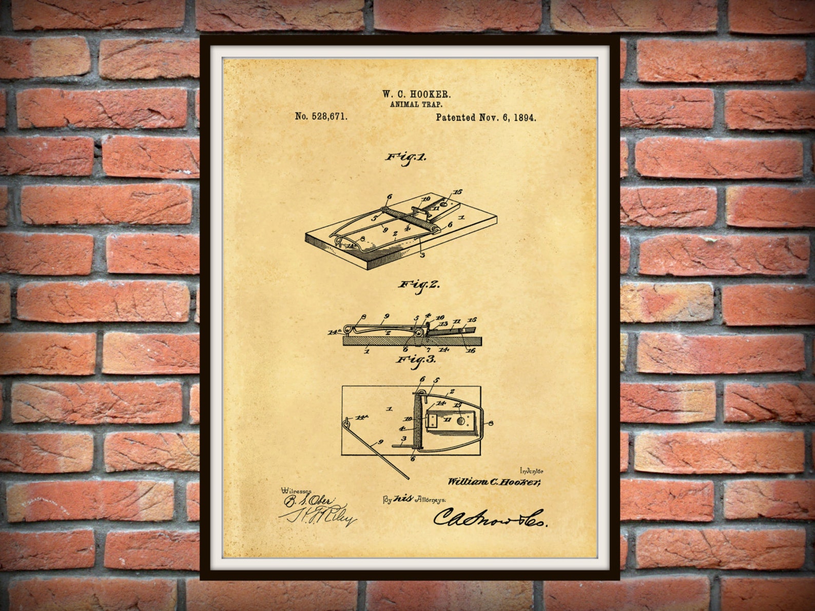 1894 Mouse Trap Patent Print - Antique Mouse Trap Poster - Rat Trap ...