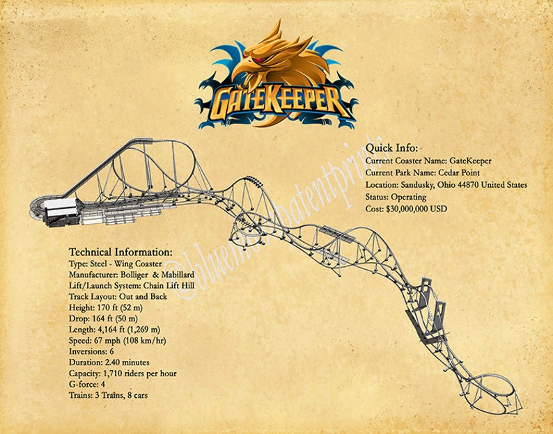 Gatekeeper Roller Coaster Sandusky Ohio Steel Wing Coaster - Etsy