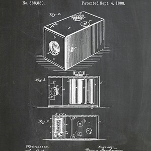 1888 Kodak Box Camera Patent Print, 1888 Kodak Camera Poster, George ...