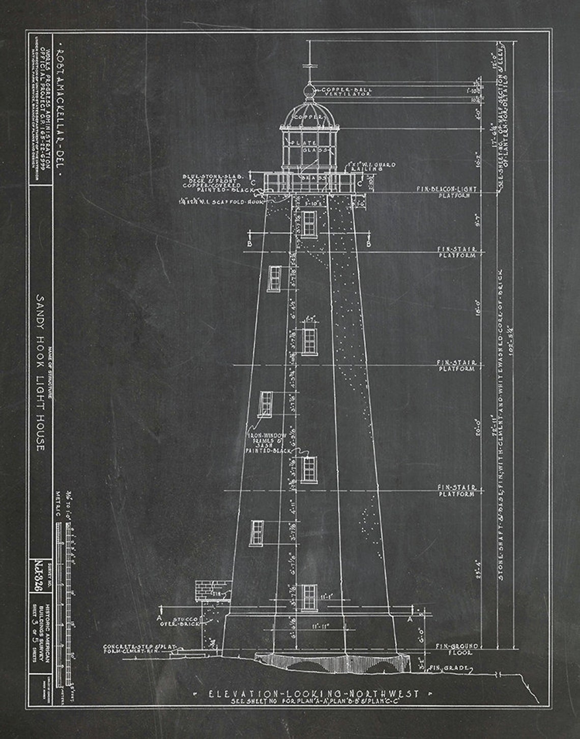 Sandy Hook Lighthouse Drawing Sandy Hook Lighthouse | Etsy