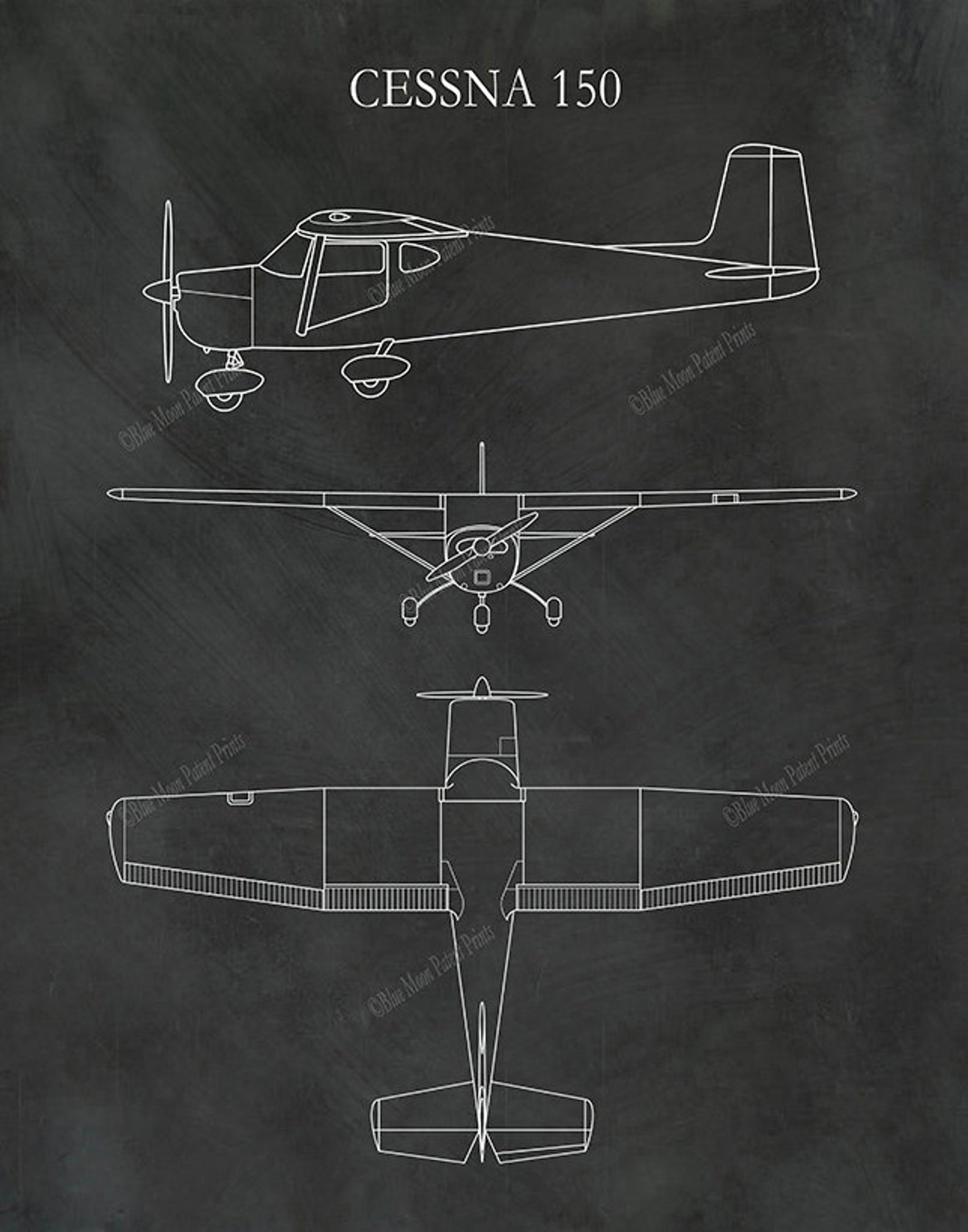 Cessna 150 Skyhawk Drawing - Airplane Art Print - Poster - Aviation Art ...