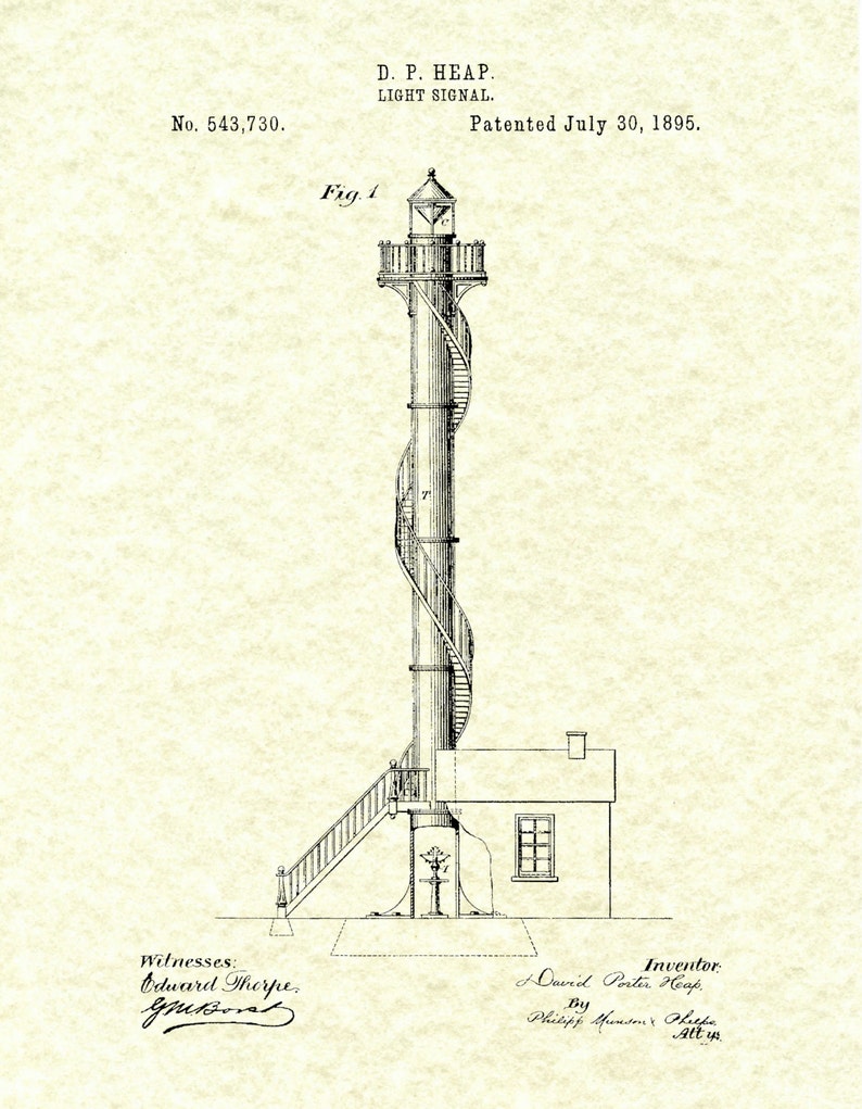 1895 Lighthouse Patent Print Signal Light Patent - Etsy