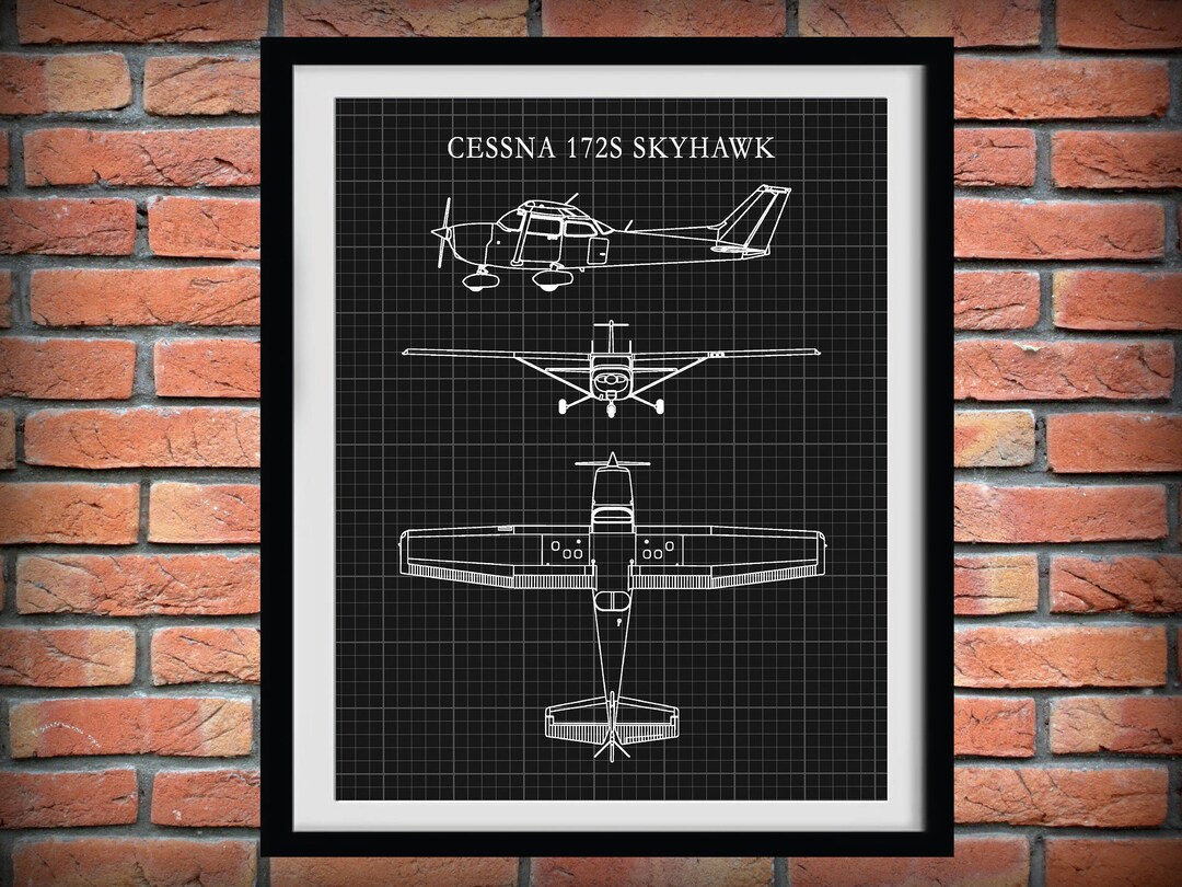 Cessna 172 Skyhawk Drawing - Airplane Art Print - Poster - Aviation Art ...