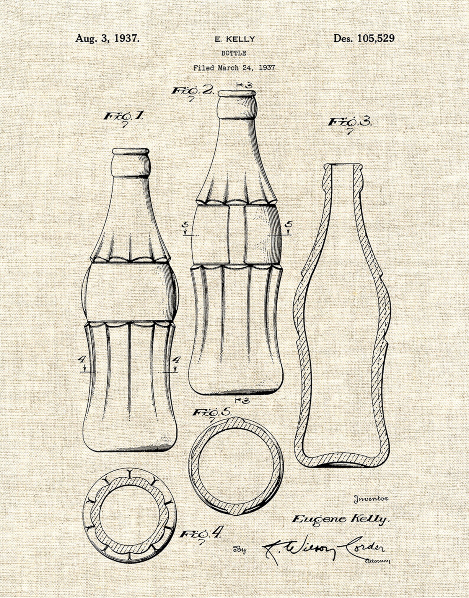 1937 Coca Cola Bottle Patent Print, Coca Cola Poster, Soda Shop Décor ...