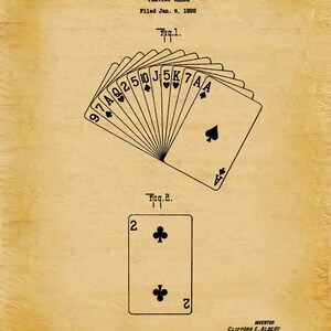 Patent 1926 Playing Cards Patent Art Print - Poster - Poker Deck of ...