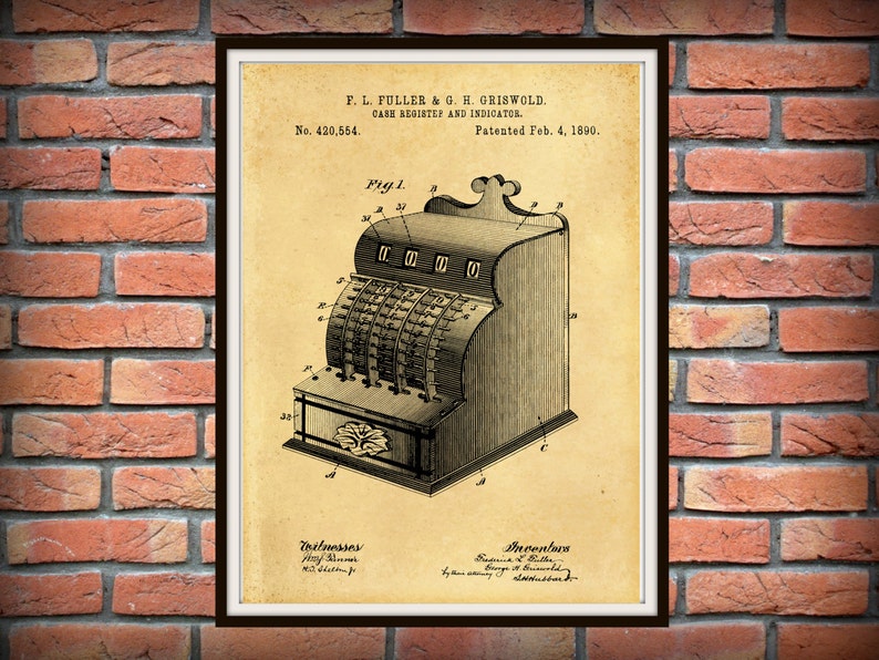 1890 Cash Register Patent Print Grocery Store Decor - Etsy
