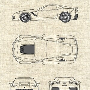 Corvette C7-Z06 Grand Sport Drawing, 2014-2020 Corvette C7-Z06 Grand ...