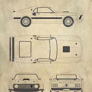 1969 Ford Mustang Mach 1 Poster, Mustang Mach 1 Drawing - Mustang Lover ...