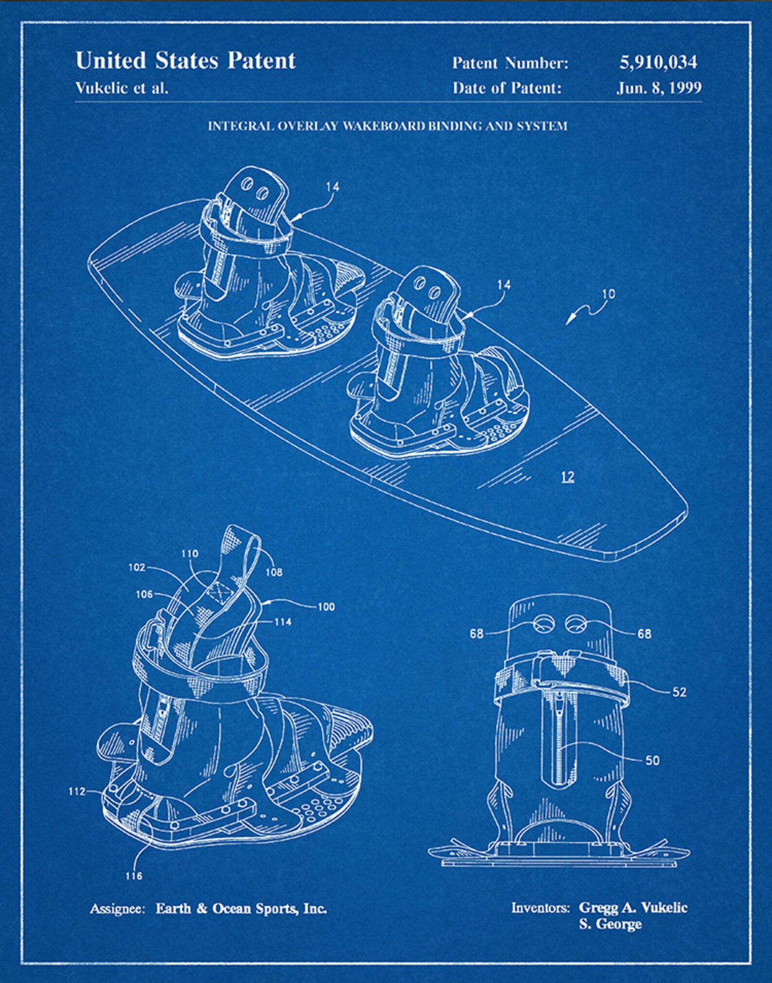 1999 Wakeboard Patent Print Water Ski Blueprint Nautical - Etsy