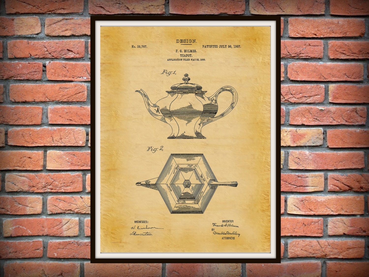 1907 Tea Pot Patent Print Coffee Pot Patent Print Kitchen - Etsy